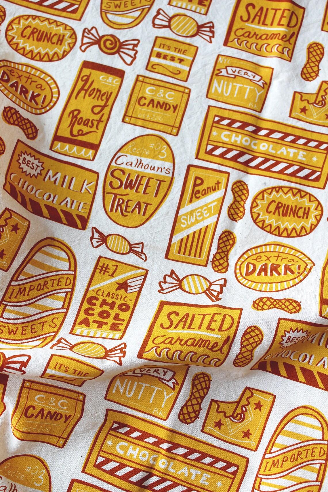 Sweet Treat Vintage Candy Screen Print Tea Towel - Chocolates and ...