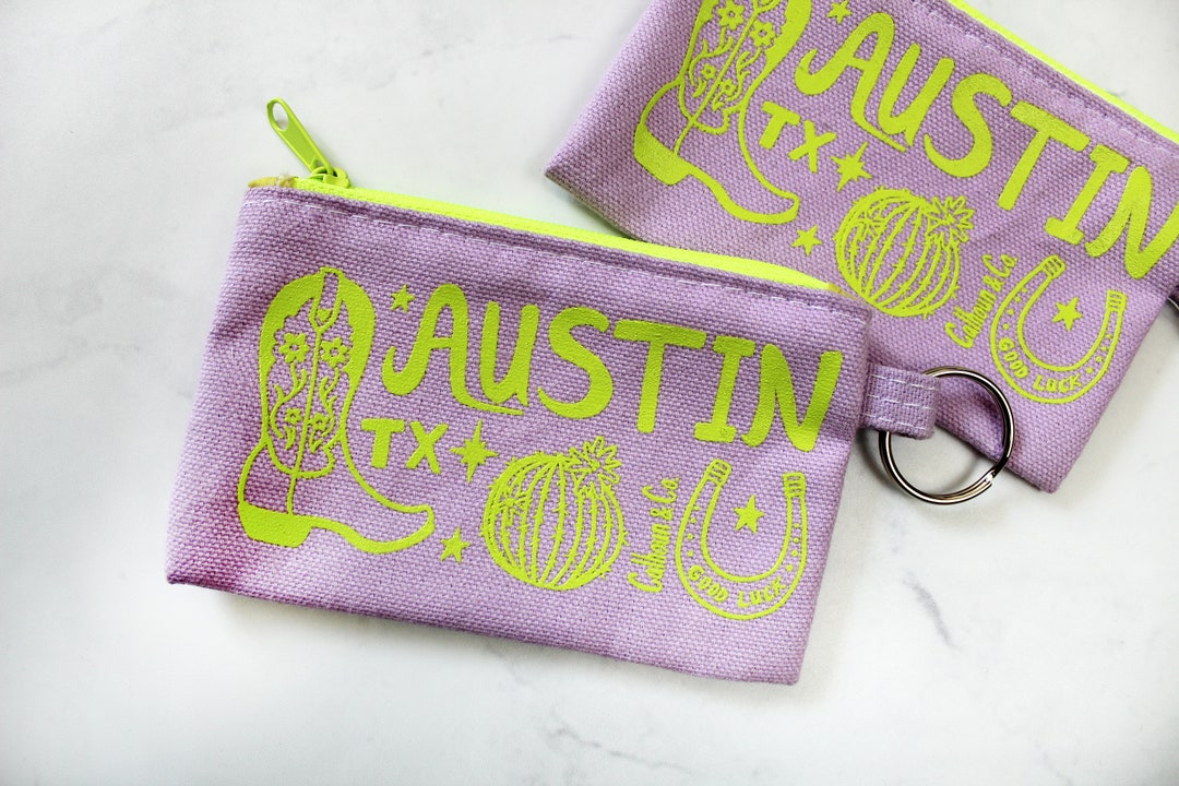 Austin Screen Printed Zipper Card Pouch With Key Ring - Austin Coin ...