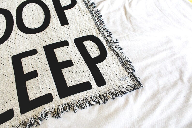 EAT POOP SLEEP Mini Throw Blanket Black and White Cotton - Etsy
