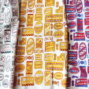 Sweet Treat Vintage Candy Screen Print Tea Towel - Chocolates and ...