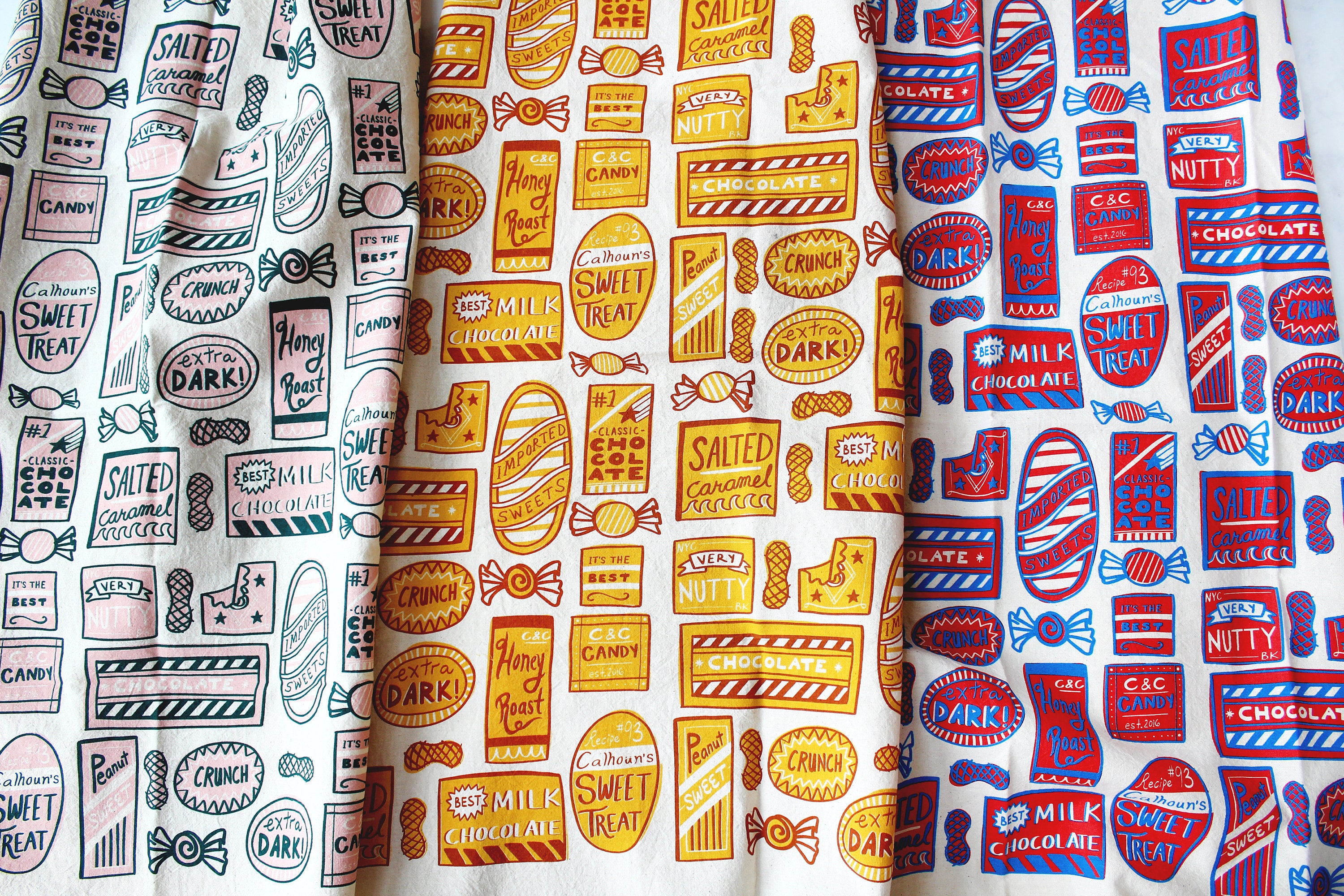 Sweet Treat Vintage Candy Screen Print Tea Towel - Chocolates and ...