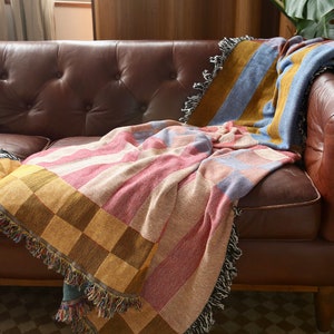 Checkered Stripe Checkerboard Tapestry Blanket in Fort Tilden - Etsy