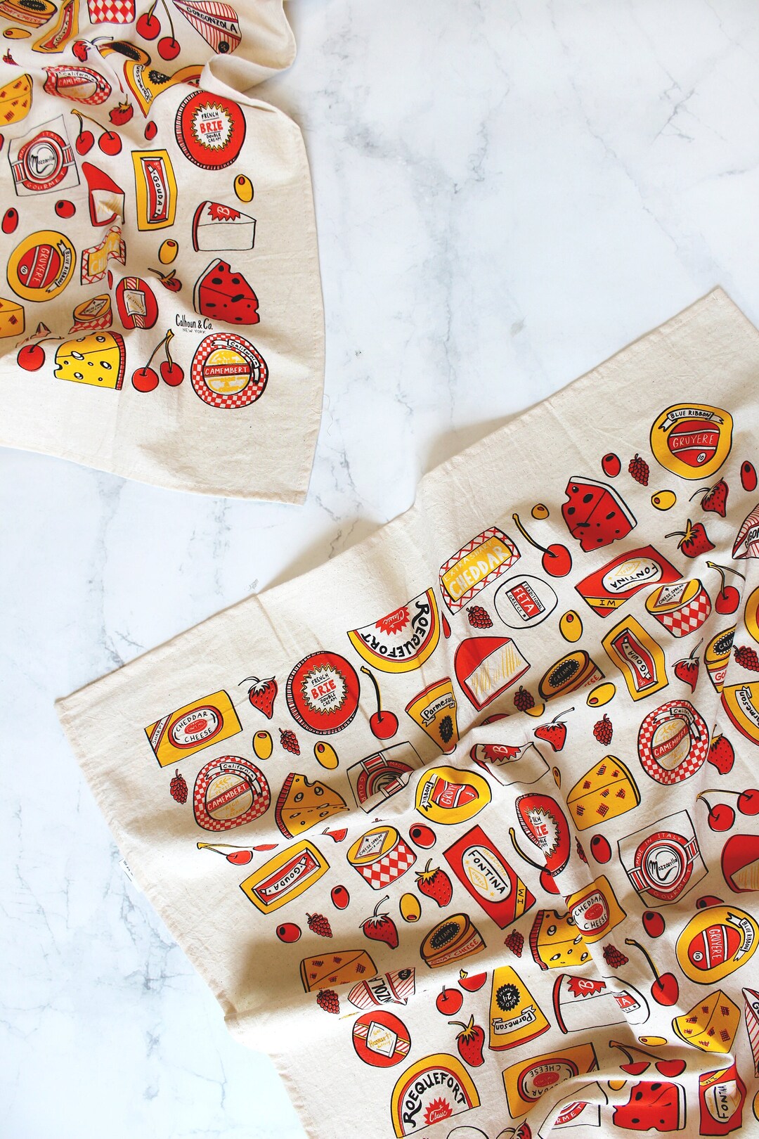 Cheese Shop Screen Printed Tea Towel - Cheddar Cheese French Brie ...