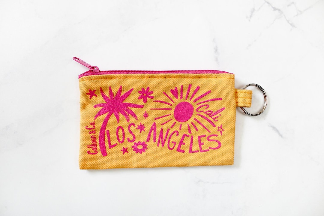 Los Angeles Screen Printed Zipper Card Pouch With Key Ring - Los ...