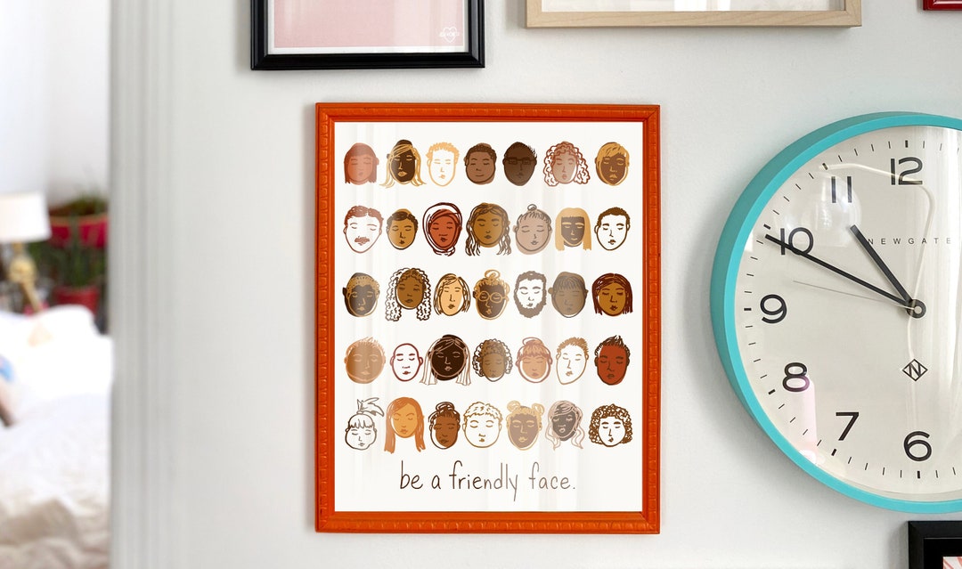 Be A Friendly Face Art Print Digital Download - Home Decor - Printable ...
