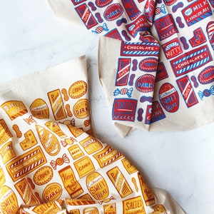 Sweet Treat Vintage Candy Screen Print Tea Towel - Chocolates and ...