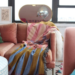 Checkered Stripe Checkerboard Tapestry Blanket in Fort Tilden - Etsy