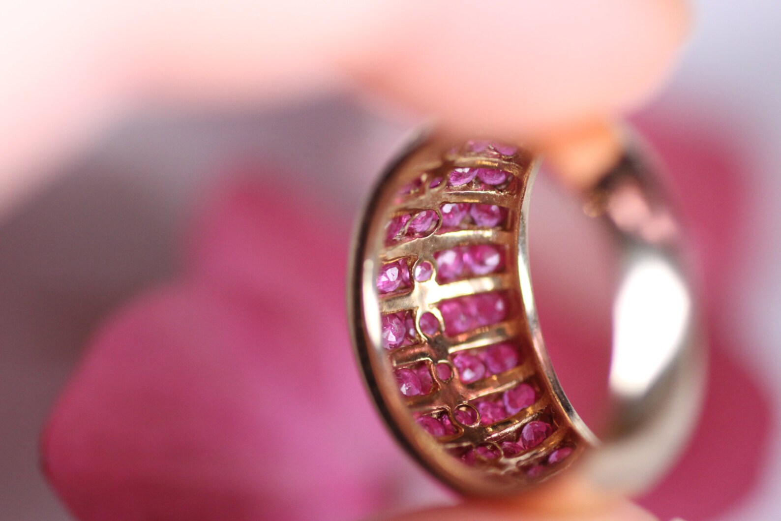 Ruby Rows 14k Gold With Appx. 1ct Beautifully Faceted Rubies - Etsy