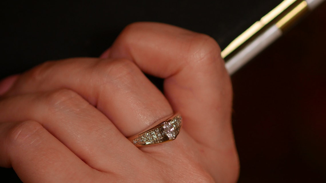 14k Gold 1980s Marquise Tension Mount Spectacular Engagement | Etsy