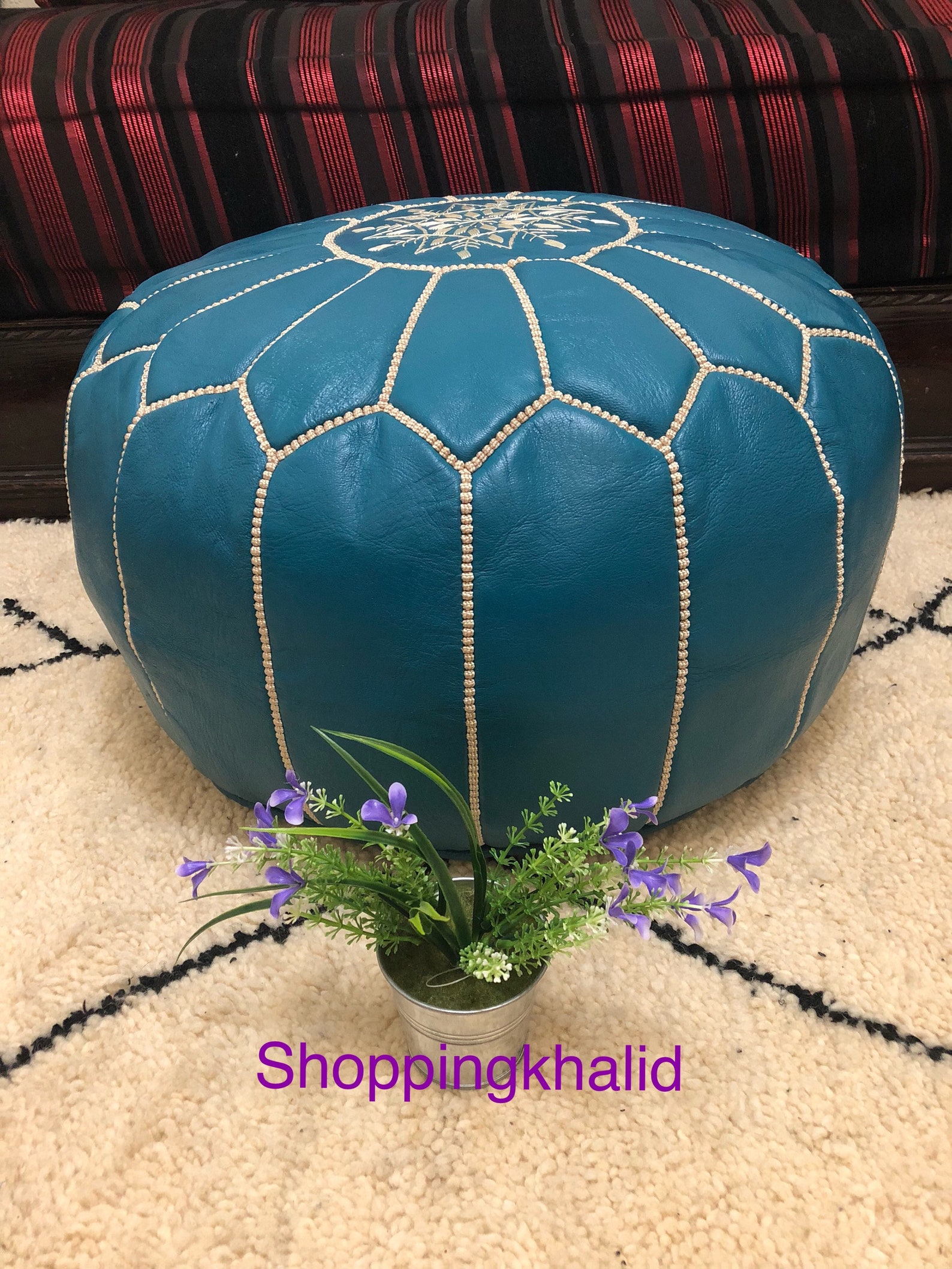 MOROCCAN POUF Moroccan Leather Pouf Ottoman Moroccan Floor - Etsy
