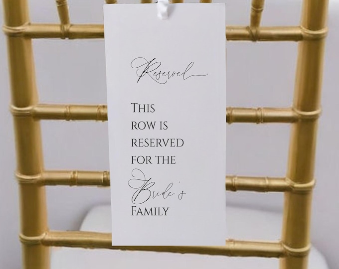 PRINTED Reserved Wedding Chair Tag | Seating Tag | Chair Tag | Wedding ...