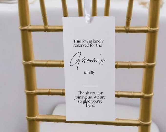 PRINTED Reserved Wedding Chair Tag | Seating Tag | Chair Tag | Wedding ...