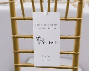 PRINTED Reserved Wedding Chair Tag | Seating Tag | Chair Tag | Wedding ...