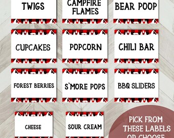 Food Labels Buffalo Plaid Woodland // INSTANT DOWNLOAD // | Etsy