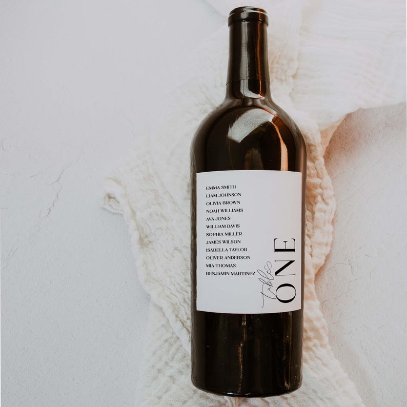 Seating Chart Wine Labels | Elegant Table Number Bottle Labels | 5x3.5 ...