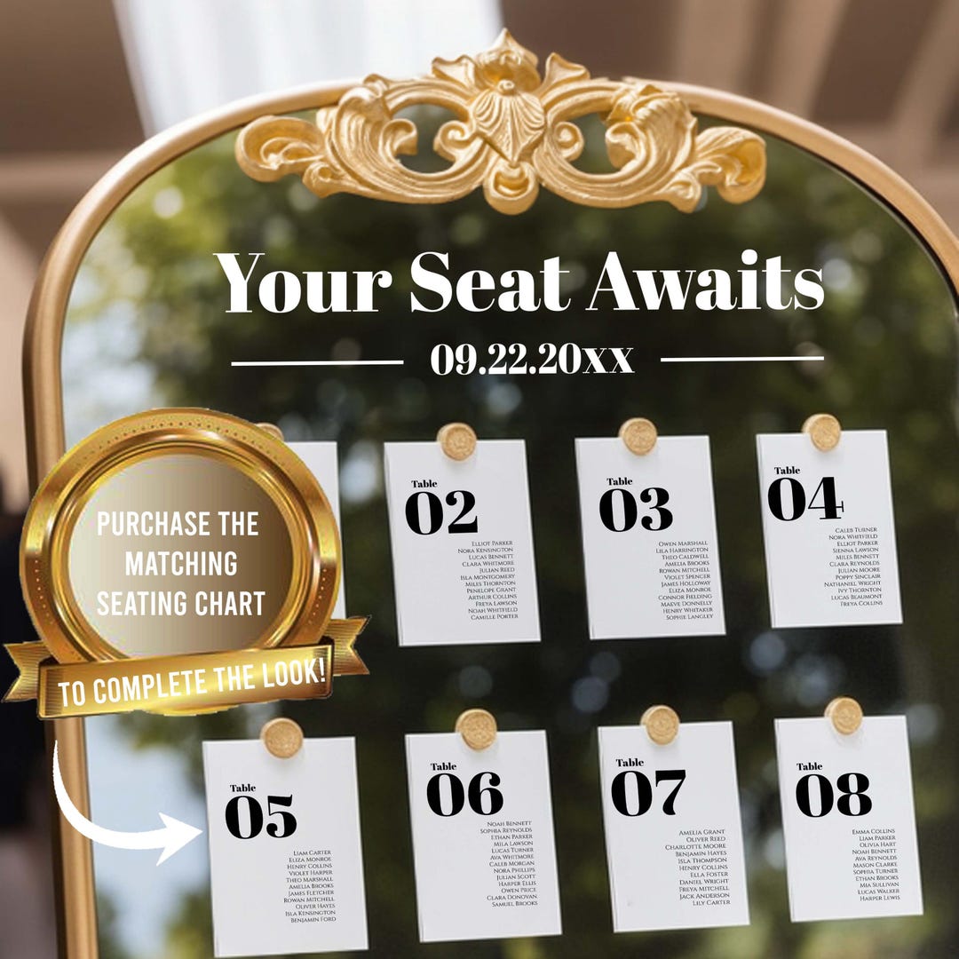 Wedding Seating Chart Mirror Decal | Seating Plan Vinyl Sticker for ...