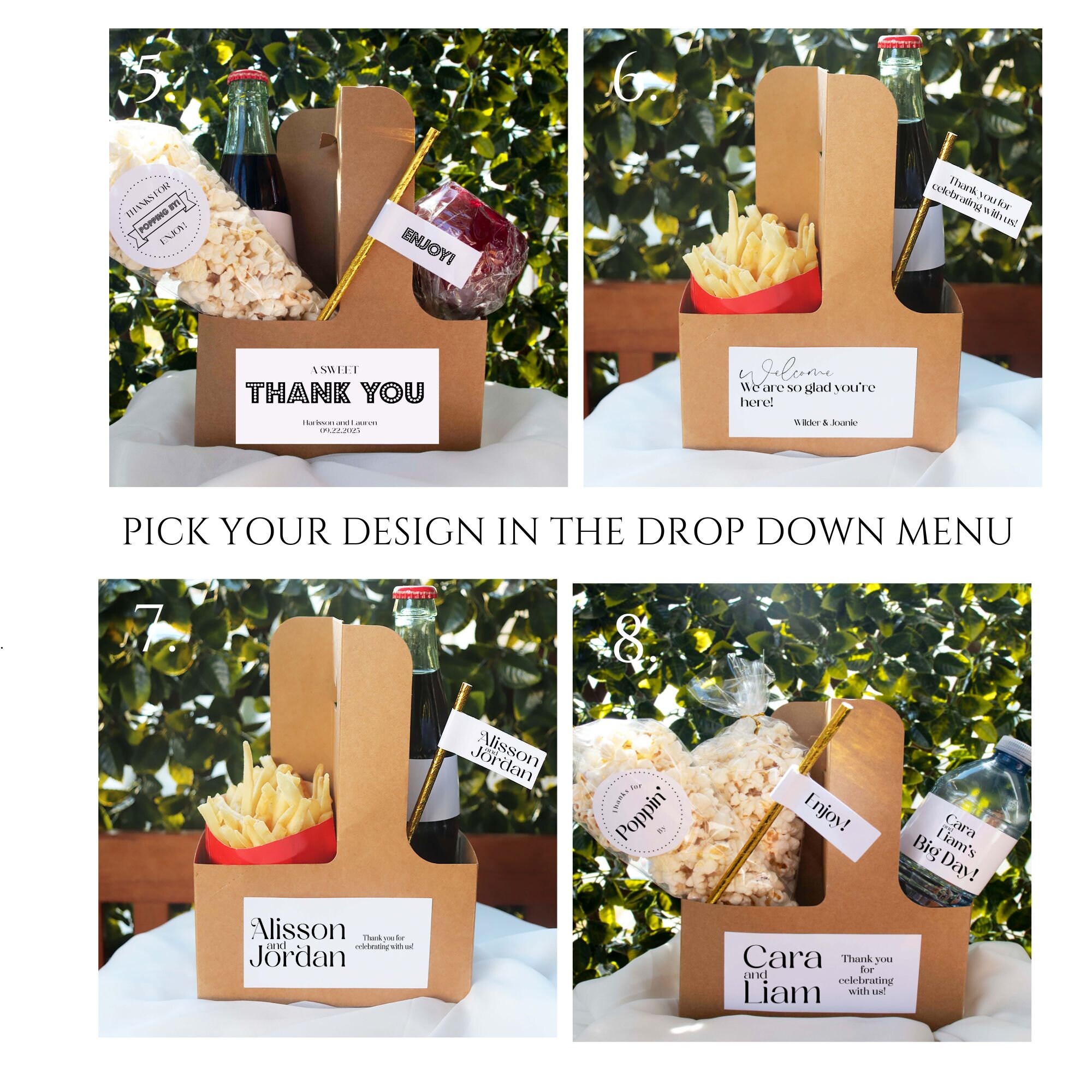 Snack Wedding Favor Drink and Snack Carrier | Bottle Carrier Box With ...