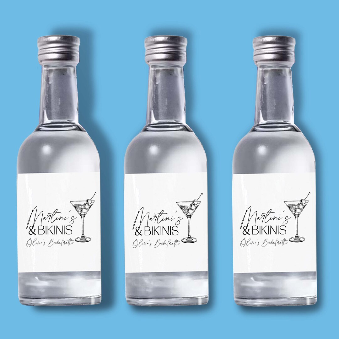 Set of 12 Bottle Labels Bachelorette Favours Mini Shot Labels Custom ...