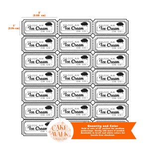Set of 21 Have an Ice Cream on Us | Desert Tickets | Wedding Dessert ...