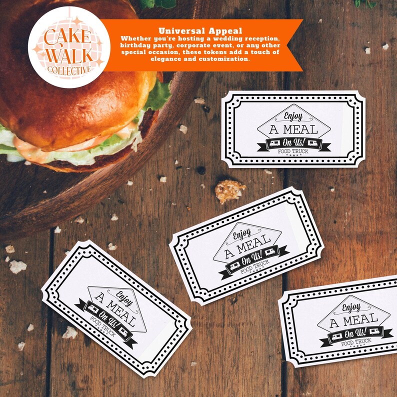 Set of 21 Food Truck Tickets | Have a Meal on Us | Wedding Meal | Party ...