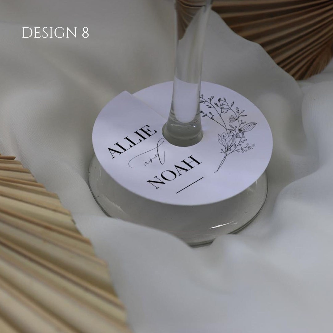 Wedding Wine Glass Tags | Champagne Glass Tag | Personalized Wine Stem ...