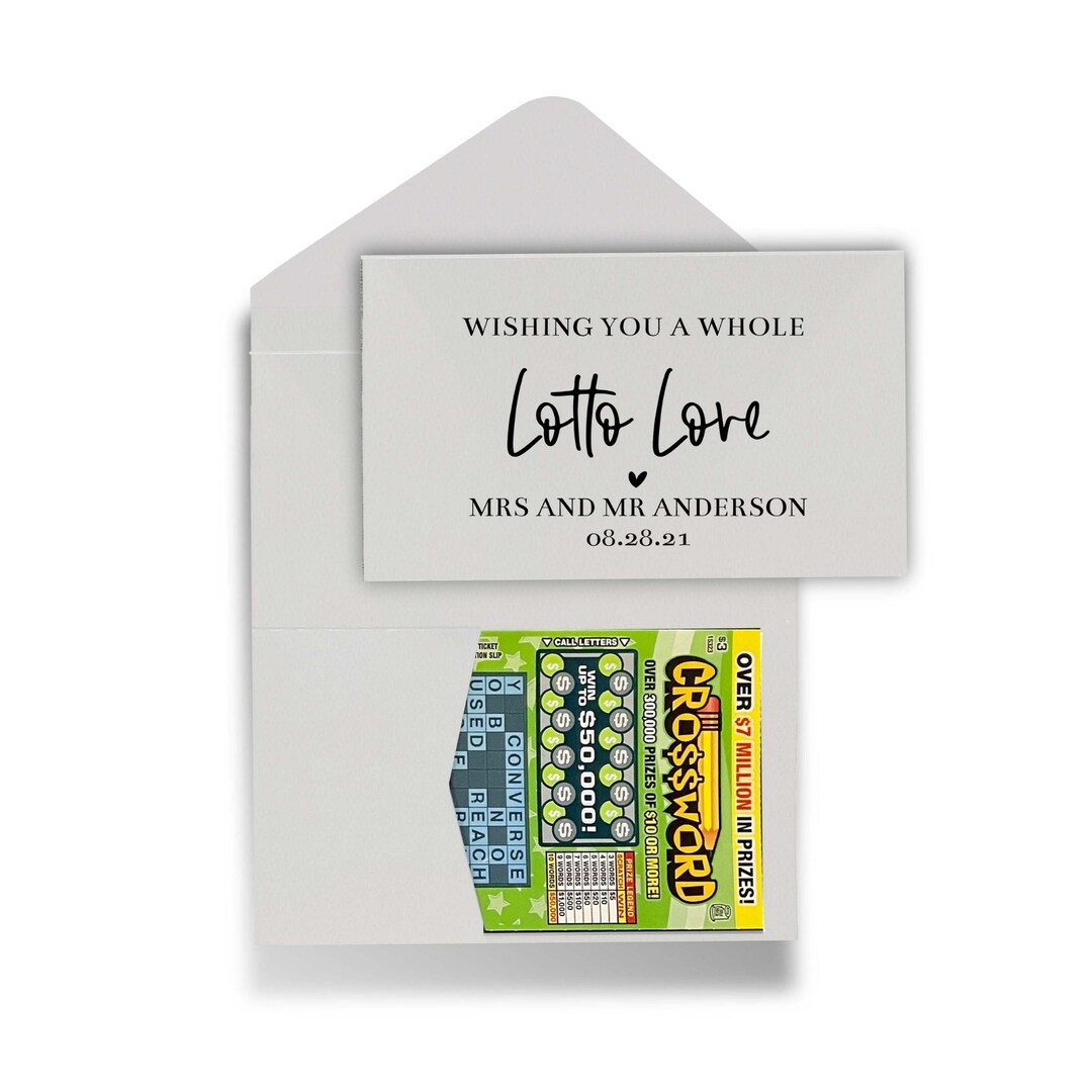 Set of 25 Lottery Wedding Favors | Personalized Lottery Ticket Holders ...