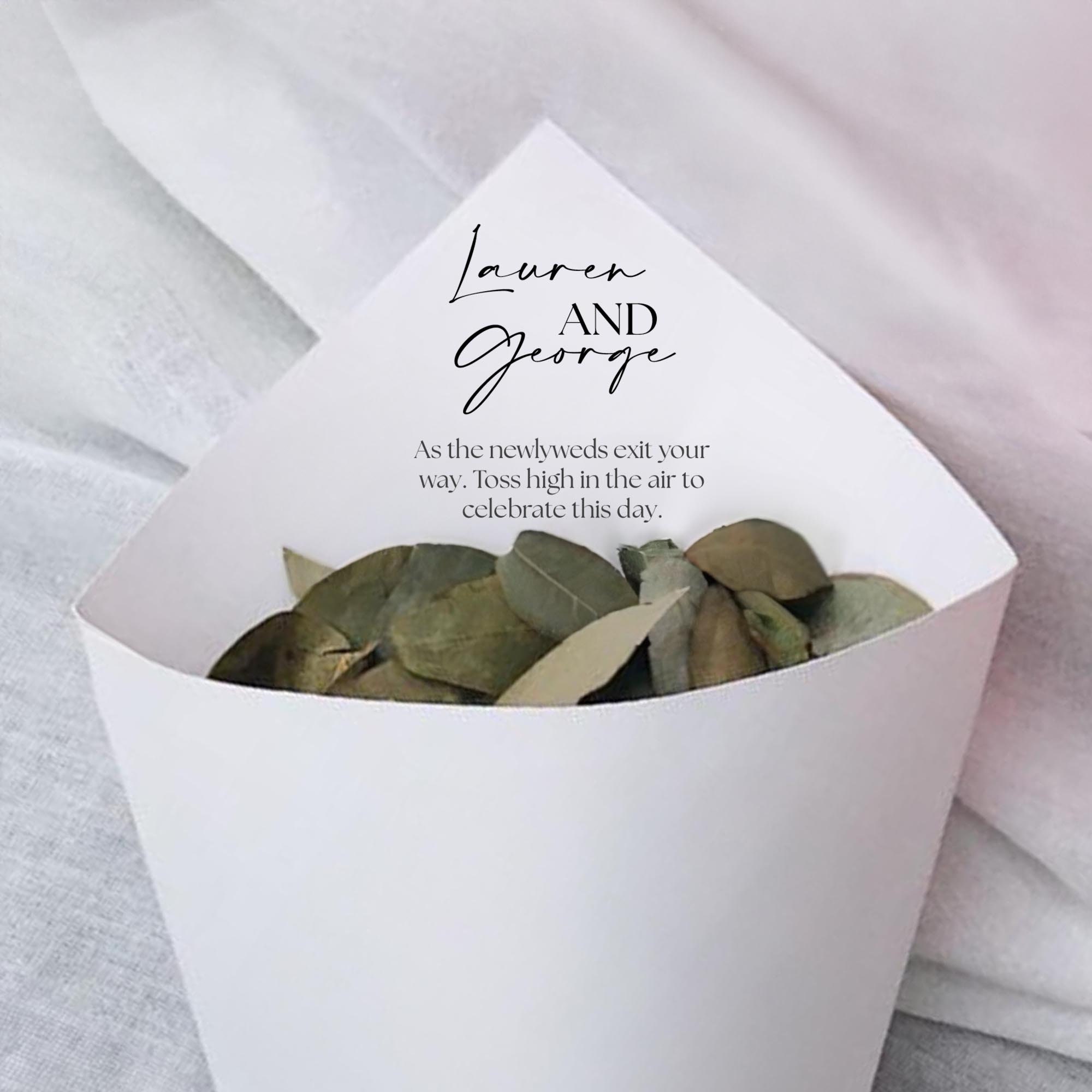 Set of 20 Personalized Petal Cones | Paper Cone | Wedding Toss ...