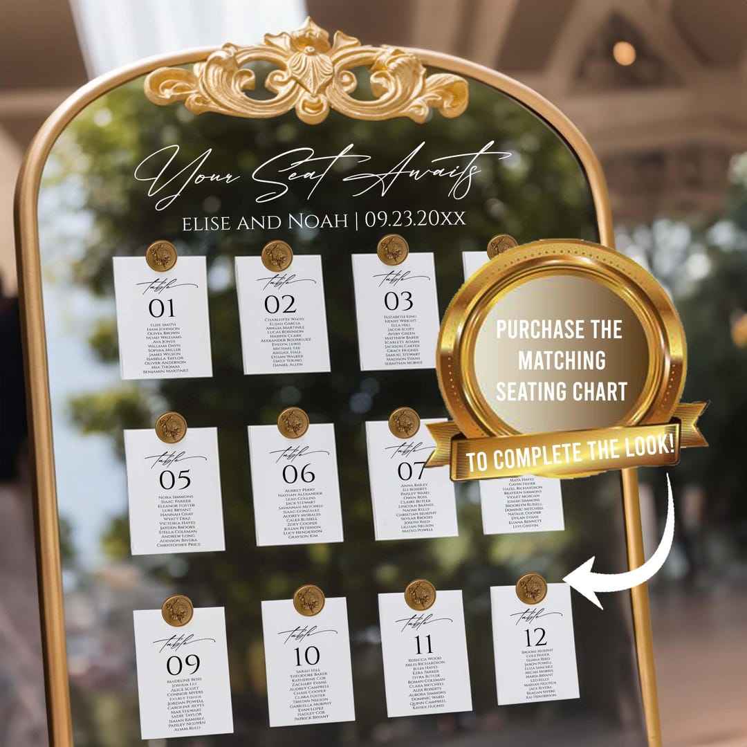 Wedding Seating Chart Mirror Decal | Seating Plan Vinyl Sticker for ...