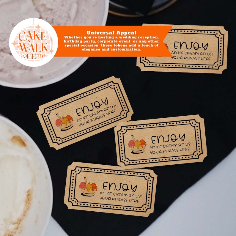 Set of 21 Have an Ice Cream on Us | Desert Tickets | Wedding Dessert ...