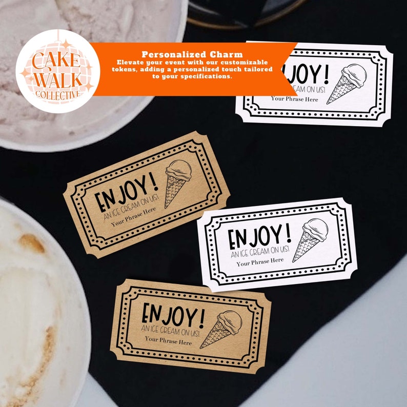 Set of 21 Have an Ice Cream on Us | Desert Tickets | Wedding Dessert ...