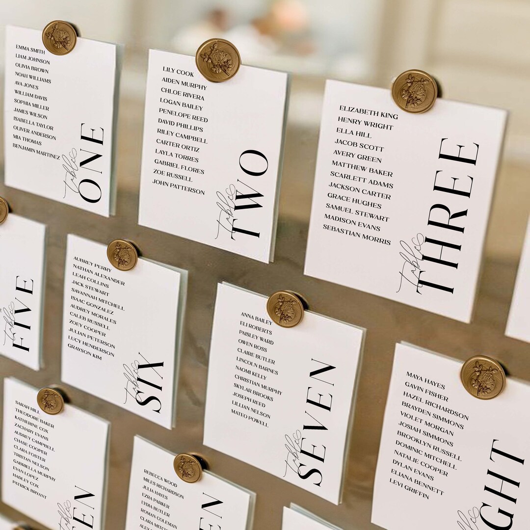 Plans de table de mariage haut de gamme IMPRIMÉS avec sceaux de cire ...