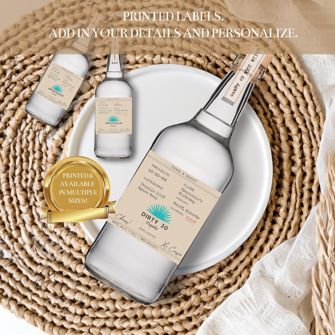 Personalized Tequila Labels for 50ml, 750ml Bottles | Tequila Bottle ...