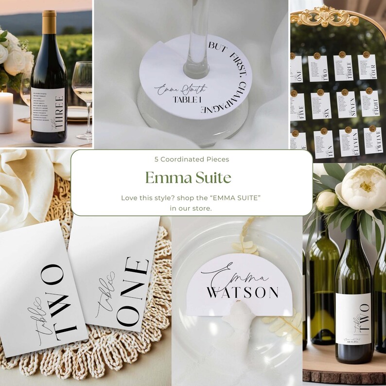 Seating Chart Wine Labels | Elegant Table Number Bottle Labels | 5x3.5 ...
