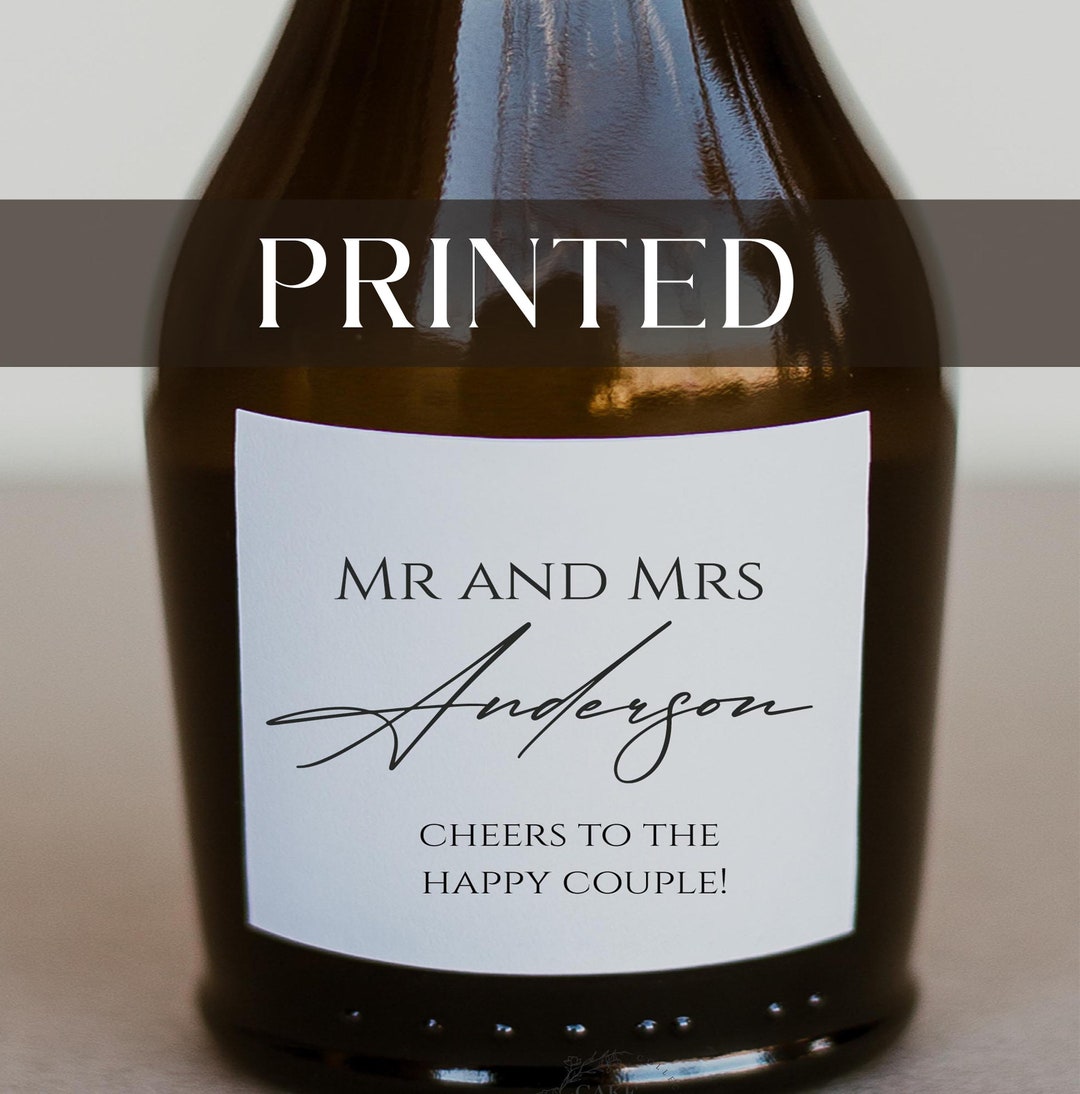 Set of 10 Personalized Champagne Bottle Labels Large and Mini Wedding ...