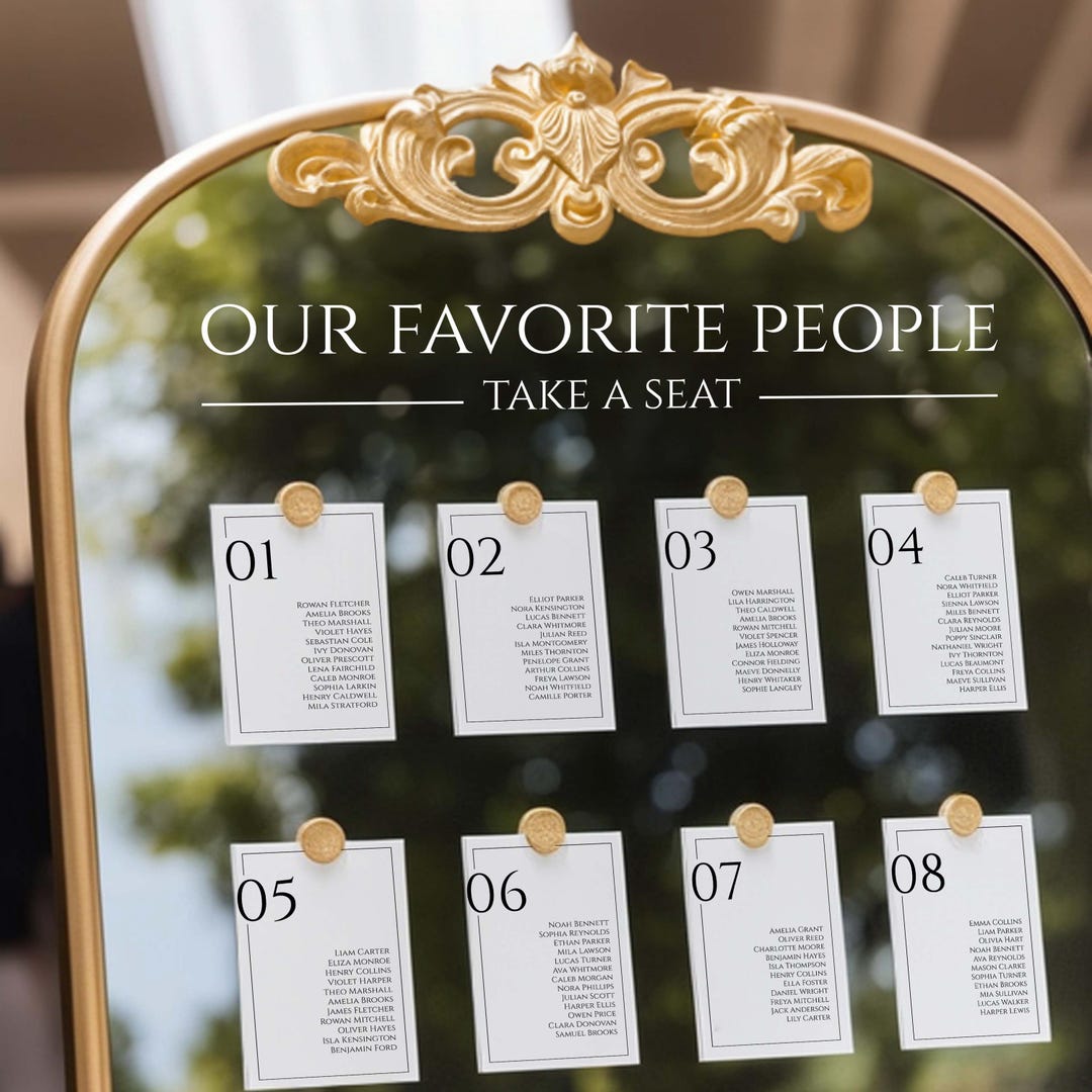 Wedding Seating Chart Mirror Decal | Seating Plan Vinyl Sticker for ...