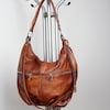 Dark Brown Leather Hobo Bag With Zipper Everyday Shoulder Bag Limited ...