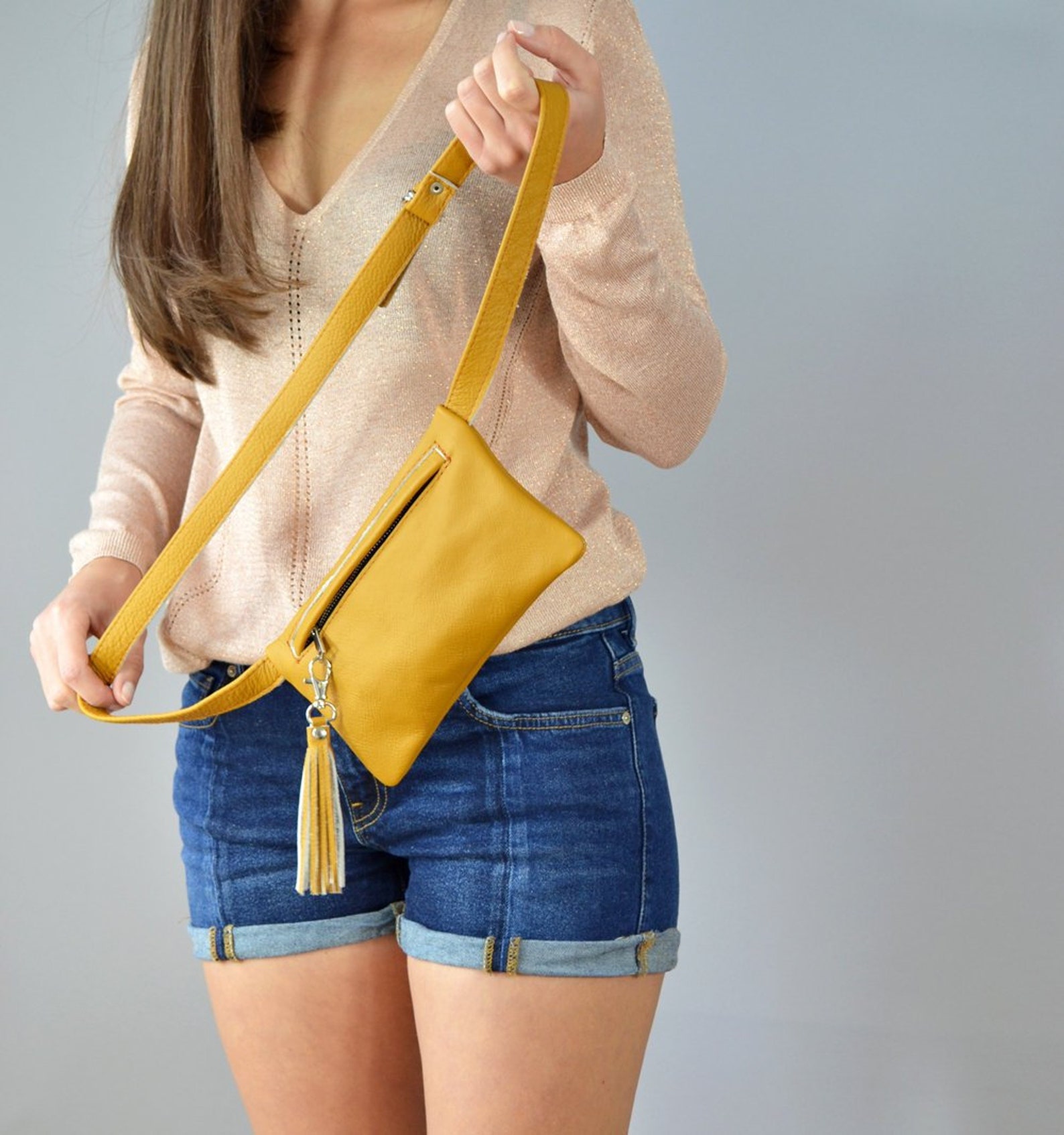 Leather Waist Bag Yellow Fanny Pack Yellow Leather Waist - Etsy