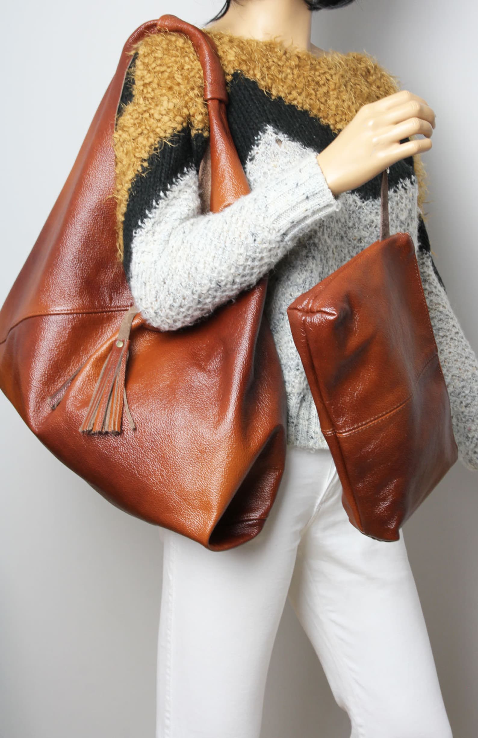 Limited Edition Leather Large Women Tote Bag Brown - Etsy