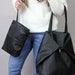 New Extra Large Work Tote Bag, Leather Black Shopper Bag, Everyday ...