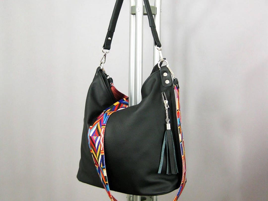 Black Hobo Bag, Aztec Belt Bag, Black Leather Shoulder Bag, Hobo Bag ...
