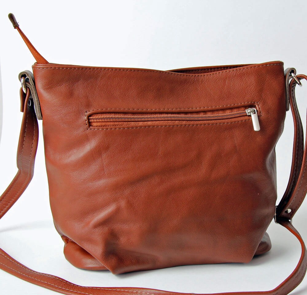 Cognac Leather Shoulder Bag Small Crossbody Leather Bag | Etsy