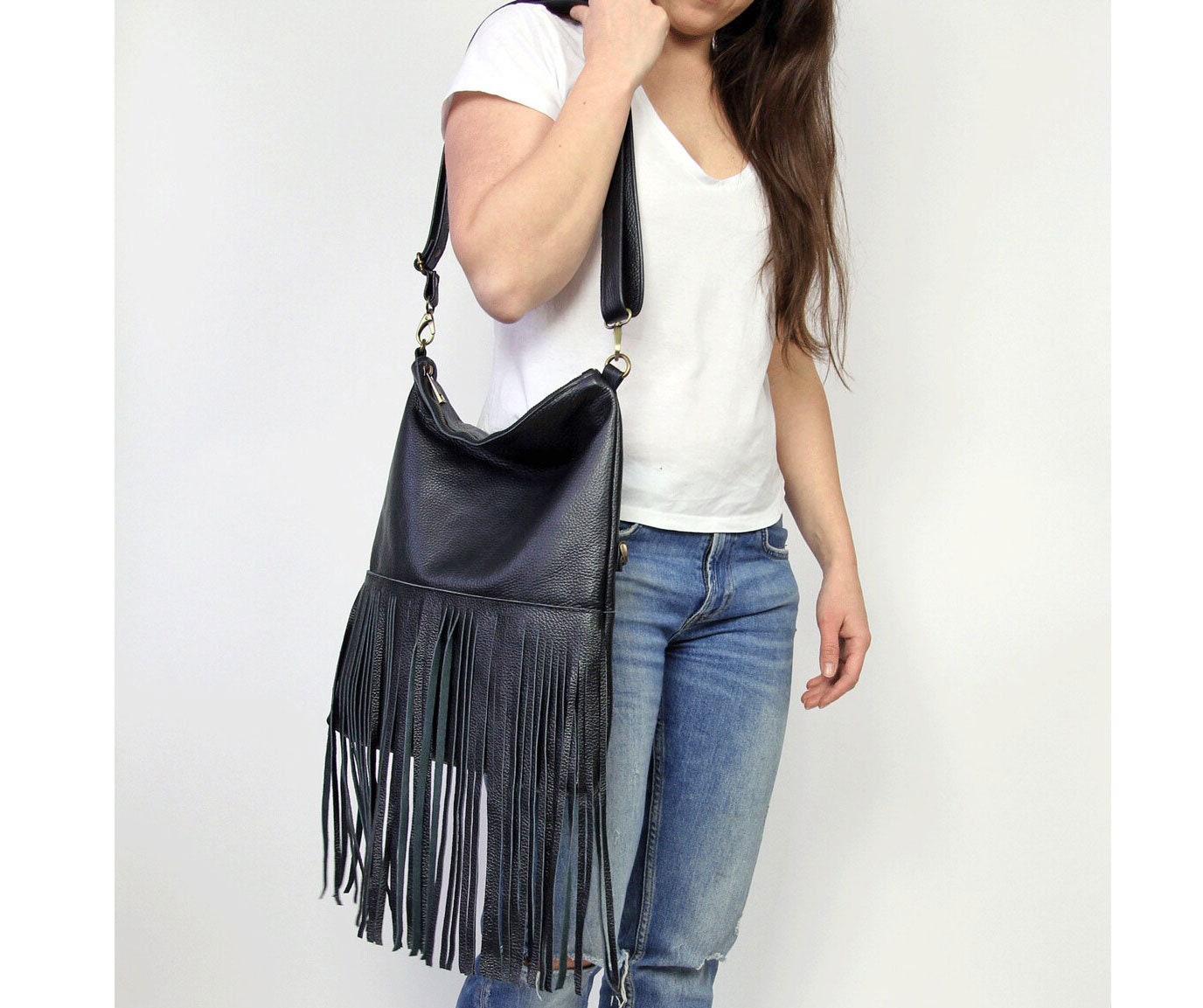 Handmade Black Leather Bohemian Leather Bags Boho Bag Hippie | Etsy