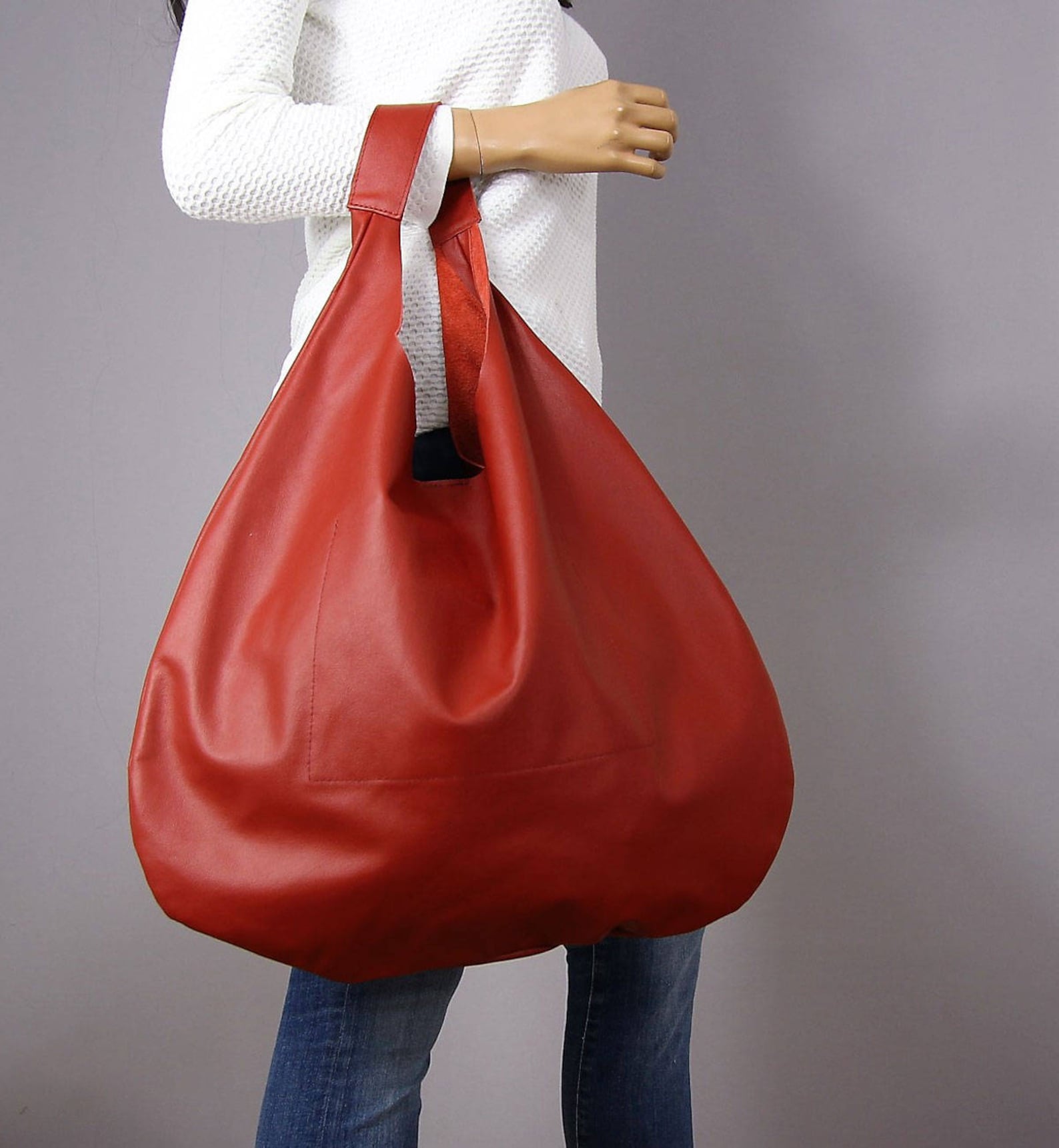 Red LEATHER HOBO Bag Big Hobo Bag Large Hobo Bag Boho Bags - Etsy