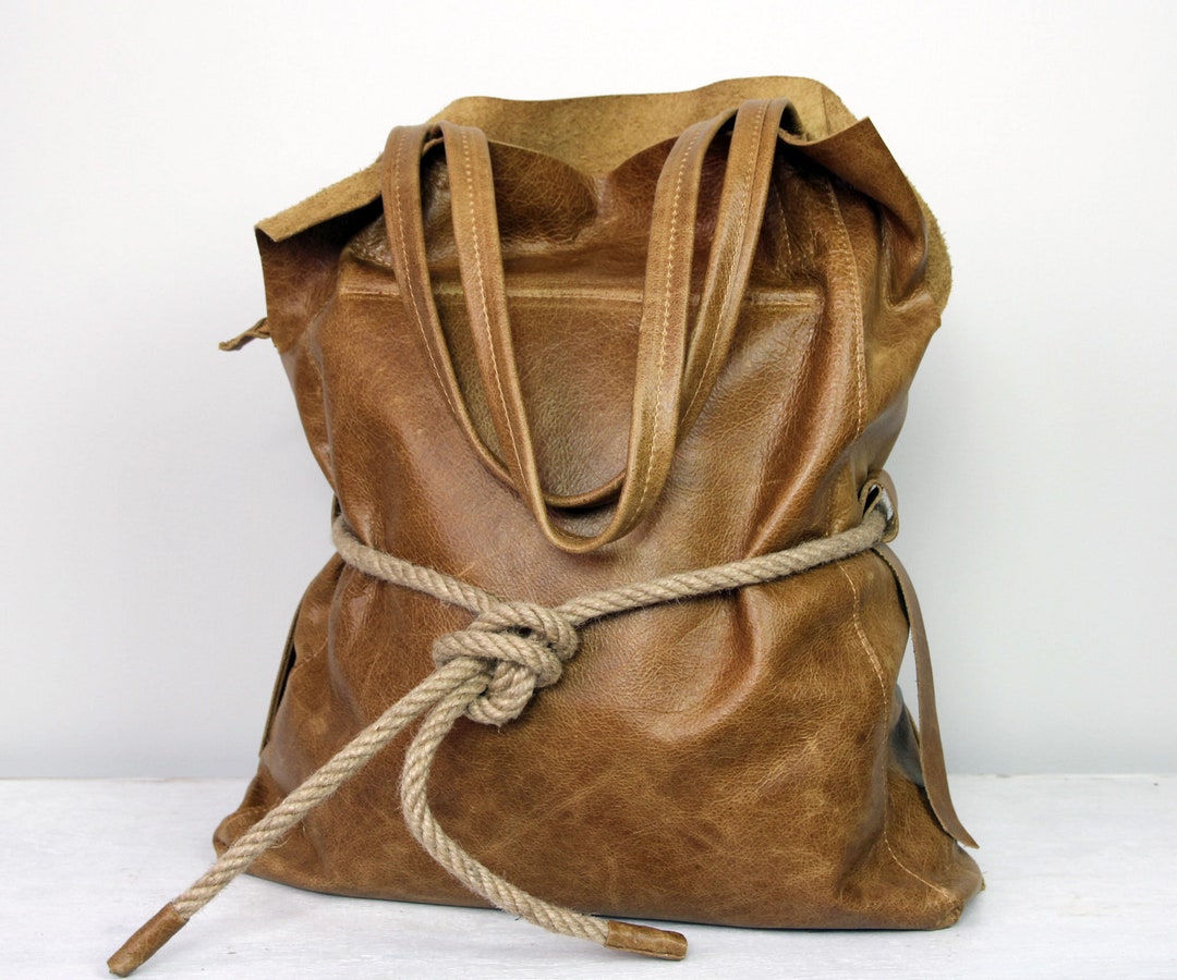Oversize Leather Tote Bag, Slouchy Tote Camel Distressed Leather Tote ...