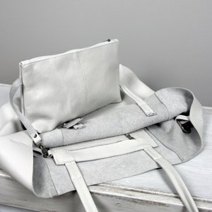 White Oversized Tote Bag, Large Leather Shoulder Bag, Large Tote Bag ...