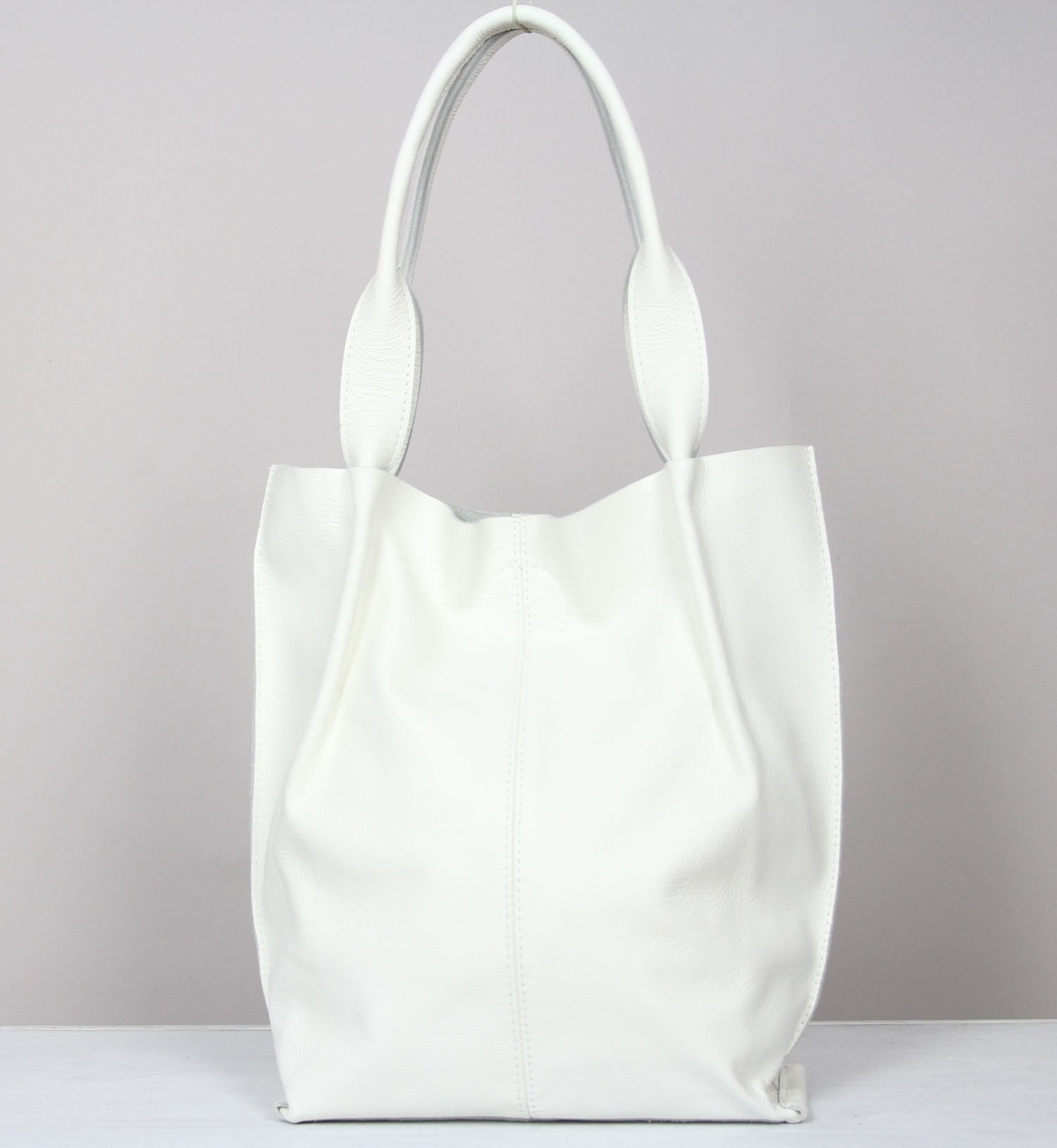 White Leather Tote Bag leather Shopper Bag Tote Bag With - Etsy