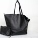 New Extra Large Work Tote Bag, Leather Black Shopper Bag, Everyday ...