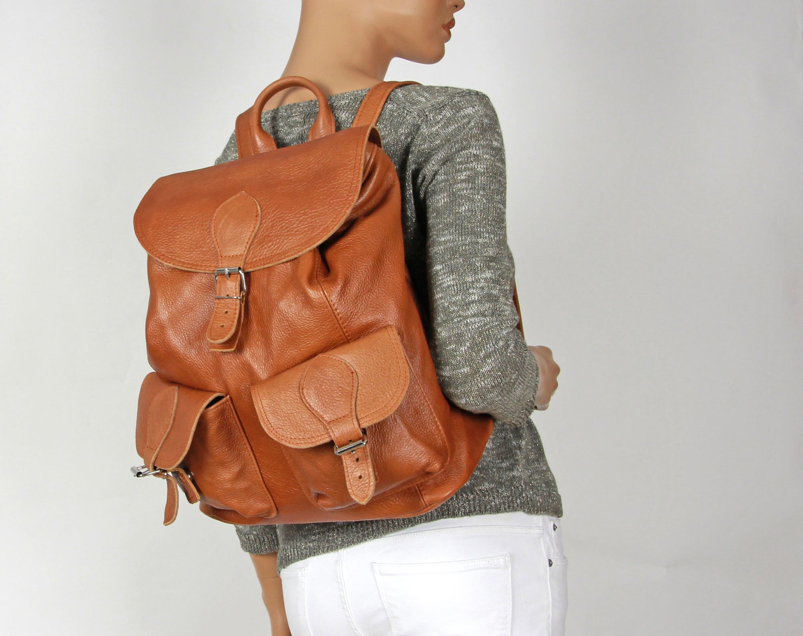 Large backpack With Lots of Pockets Handcrafted Leather | Etsy