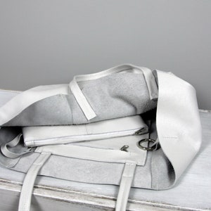White Oversized Tote Bag, Large Leather Shoulder Bag, Large Tote Bag ...