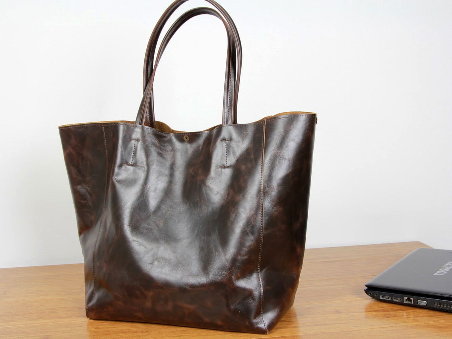 Large Size Bag / Light Everyday and Work Handbag Made of Brown - Etsy